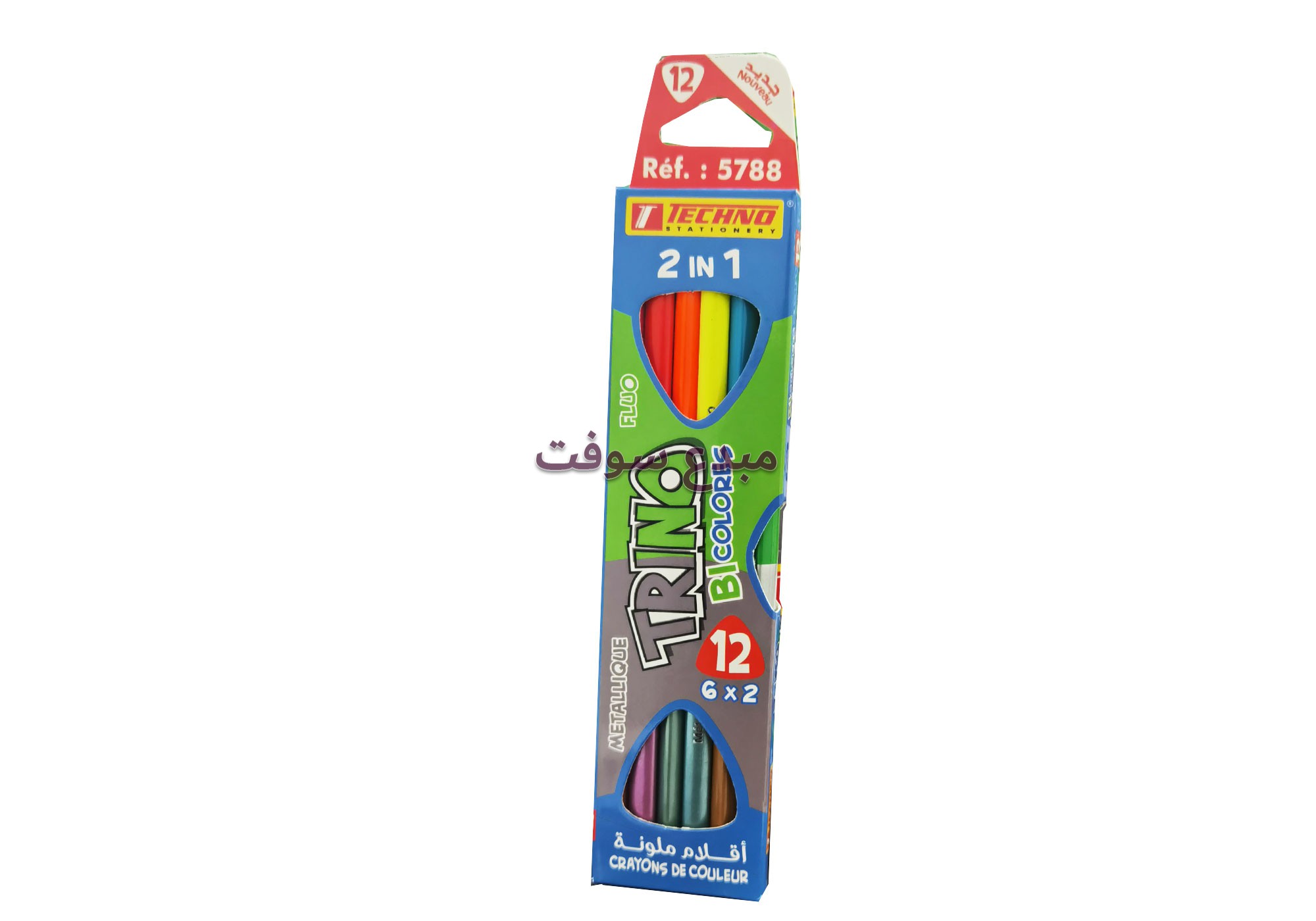 Mobdisoft. CRAYON COULEUR BT12 LONG TRINO METAL FLUO TECHNO 5788